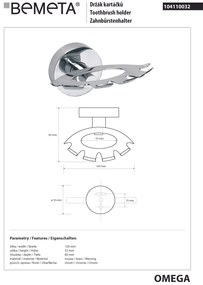 Bemeta Design OMEGA: Držák kartáčků -