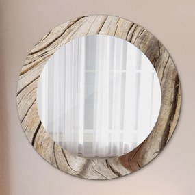 Kulaté zrcadlo tištěný rám Prasklé dřevo fi 60 cm