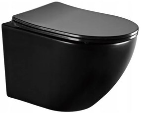 Závěsný set GEBERIT Duofix Basic+ WC LENA Rimless 48 x 36 cm + pomalu padající deska Slim, černá, 3322XX85+39100185