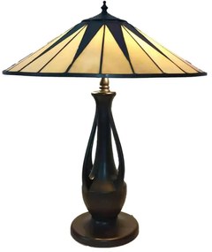Stolní lampa Tiffany s béžovým stínidlem Jochum – 48x60 cm