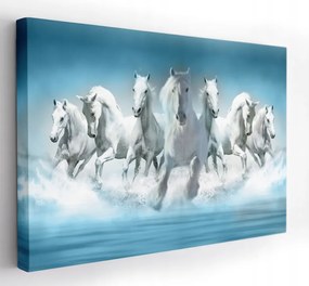 YESTU Obraz na plátně 120x80cm,3D efekt, stádo bílých koní