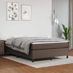 Box spring postel s matrací hnědá 140x200 cm umělá kůže,  3144611