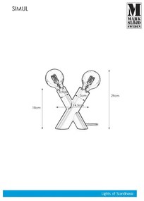 Markslöjd 108053 - Stolní lampa SIMUL 1xE27/40W + 1xE14/40W/230V zlatá