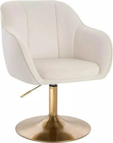 LuxuryForm DESIGN Otočná židle AVOLA VELUR na zlatém talíři - bílá