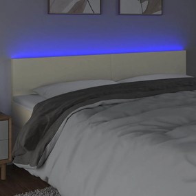 Čelo postele s LED krémové 200x5x78/88 cm umělá kůže 3121442