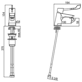 Sapho, LEA stojan. umyvadl. bat. pro tel. postižených bez výpusti, chrom, LE002