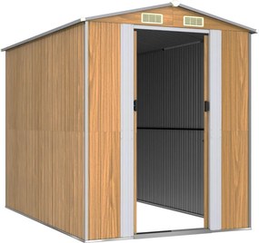 Zahradní kůlna světle hnědá 192x274x223 cm pozinkovaná ocel 3147472