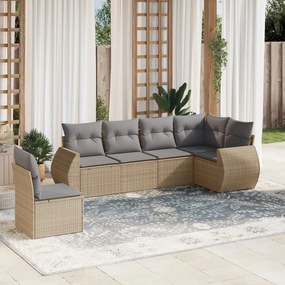 6dílná zahradní sedací souprava s poduškami béžová polyratan 3221428