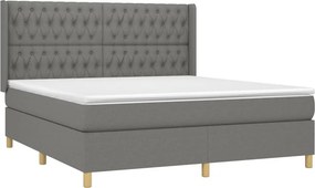 Box spring postel s matrací a LED tmavě šedá 180x200 cm textil 3139134