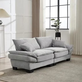 Aosom Moderní dvoumístná látková pohovka, do obývacího pokoje/spalnice/kanceláře, 224 x 81 cm, Světle šedá