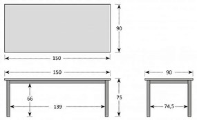 DOPPLER Hliníkový stůl pevný CONCEPT 150x90 cm (teak)