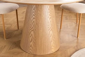 Kulatý keramický jídelní stůl Parthenia 120 cm travertin / dub