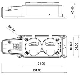 Dvojzásuvka gumová IP54 16A GZF 102