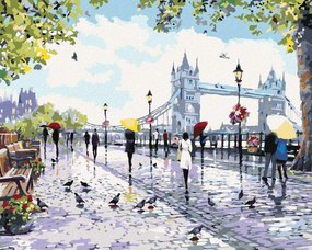 zuty malování podle čísel - lidé u tower bridge, 80x100 cm, bez rámu a bez vypnutí plátna
