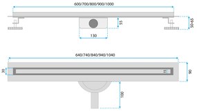 Rea Neox Pro Slim, sprchový odtokový žlab 60cm s otočným sifonem o 360stupňů, měděná matná, REA-G4805