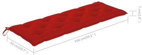 Lavice Batavia s červenou poduškou 150 cm masivní teak,  3062202