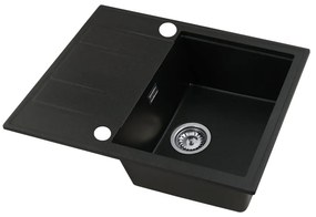 Gamma Modern 6550, 1-komorový granitový dřez 650x500x210 mm s krátkým odkapávačem, černá se zlatými body, GMA-ZLE000093