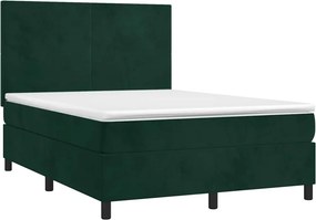 Box spring postel s matrací tmavě zelená 140x190 cm samet 3142902