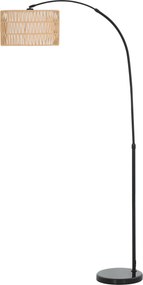 HOMCOM Stojací lampa s kloboukem z konopného provazu, výškově nastavitelná, nožní spínač, kov, černá