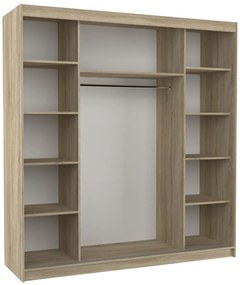 Šatní skříň s posuvnými dveřmi Bergen - 200 cm Barva: Bílá/Dub
