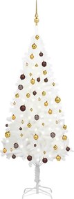 vidaXL Umělý vánoční stromek s LED a sadou koulí 180 cm [3077548] Barva: zlatá