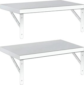 Nástěnné police 2 ks 50 x 30 cm stříbrné nerezová ocel 3214509