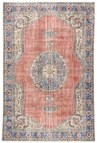 Ručně tkaný vlněný koberec Vintage 10488 rám / ornament, modrý / červený