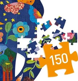 DJECO Obrysové puzzle Slon / 150 dílků / 62x46 cm