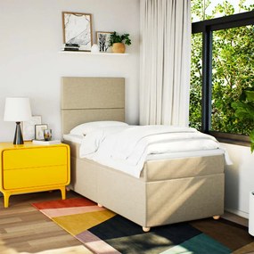 Box spring postel s matrací krémová 90x200 cm textil 3293461