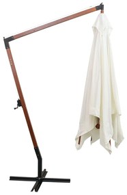 vidaXL Závěsný slunečník s dřevěnou tyčí, 300x300 cm, bílá