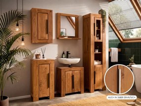 furniture-nabytek.cz - Koupelnová sada Osbon akácie - Černé kovové úchytky