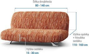 Bielastické potahy UNIVERSO NOVÉ žíhané cihlové dvojkřeslo s dřevěnými rukojeťmi (š. 80 - 140 cm)