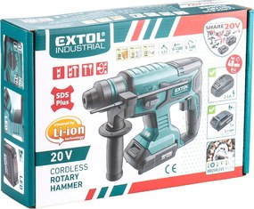 Kladivo vrtací aku SHARE20 V, 1,7J, SDS plus, BRUSHLESS, 20 V Li - ion, 2000 mAh EXTOL INDUSTRIAL 8791818