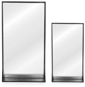Nástěnné zrcadlo s poličkou Pisca I černé