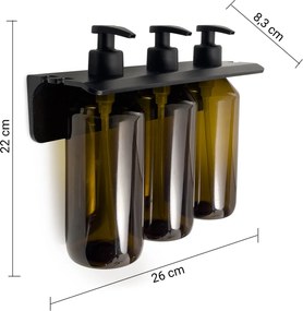 Gedy Gedy, GROUPER trojitý závěsný dávkovač mýdla, 3x500ml, hnědý, 2160