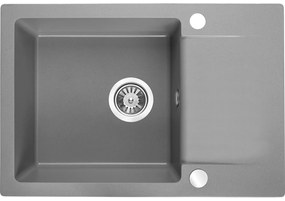 Kuchinox Celebes, 1-komorový granitový dřez 650x440x185mm s krátkým odkapávačem, šedá, LAV-SBL_513T
