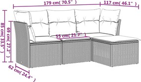4dílná zahradní sedací souprava s poduškami béžová polyratan 3249378