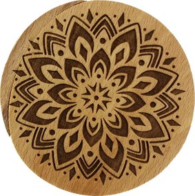 AMADEA Dřevěná krabička kulatá mandala, masivní dřevo, 8 cm, český výrobek
