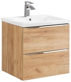 COMAD Závěsná skříňka s umyvadlem - CAPRI 820 oak, šířka 60 cm, zlatý dub