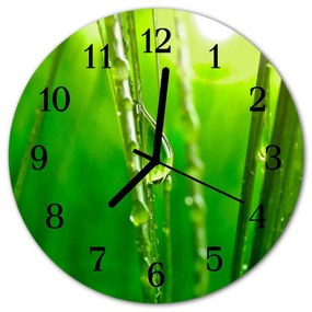 Skleněné hodiny kulaté Kapky trávy