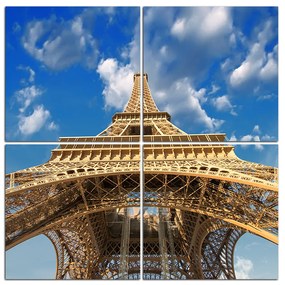Obraz na plátně - Eiffelova věž - pohled zezdola - čtverec 335D (100x100 cm)