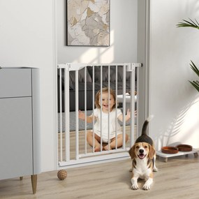 PawHut Schodišťová branka Bezpečnostní branka bez vrtání s automatickým zavíráním pro děti Kuchyňské schody 76-82 x 76 cm Bílá