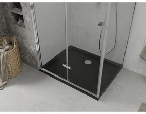 Mexen Lima, sprchový kout se skládacími dveřmi 100 (dveře) x 80 (stěna) cm, 6mm čiré sklo, chromový profil + slim sprchová vanička černá + chromový sifon, 856-100-080-01-00-4070