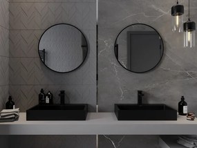 Mexen Loft, kulaté koupelnové zrcadlo 60 cm, barva rámu černá matná, 9850-060-060-000-70