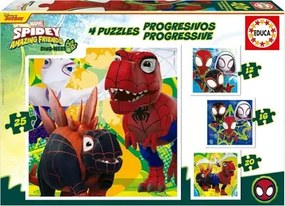 EDUCA Puzzle Spidey a jeho úžasní přátelé: Dino-web 4v1 / (12  16  20