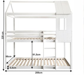 Detská Patrová postel 90 cm Atrinia (bílá) (s roštem). 1015838