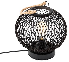 Rustikální venkovní stolní lampa černá ratan - Calamus
