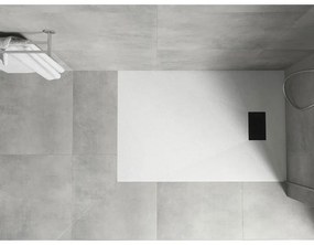 Mexen Hugo, obdélníková sprchová vanička SMC 100 x 80 cm, bílá, černá krytka, 42108010-B