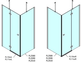 Polysan FORTIS LINE čtvercový sprchový kout 1000x1000 mm, rohový vstup FL1010LFL1010R