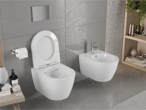 Mexen Carmen WC mísa Rimless s pomalu sklápějícím slim sedátkem, duroplast, bílý lesk - 30880300